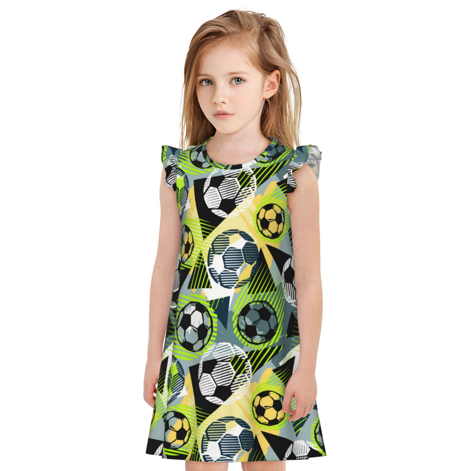 Tideii Football Doodle for Girls' Flying Sleeves Nightdress, Girls ...