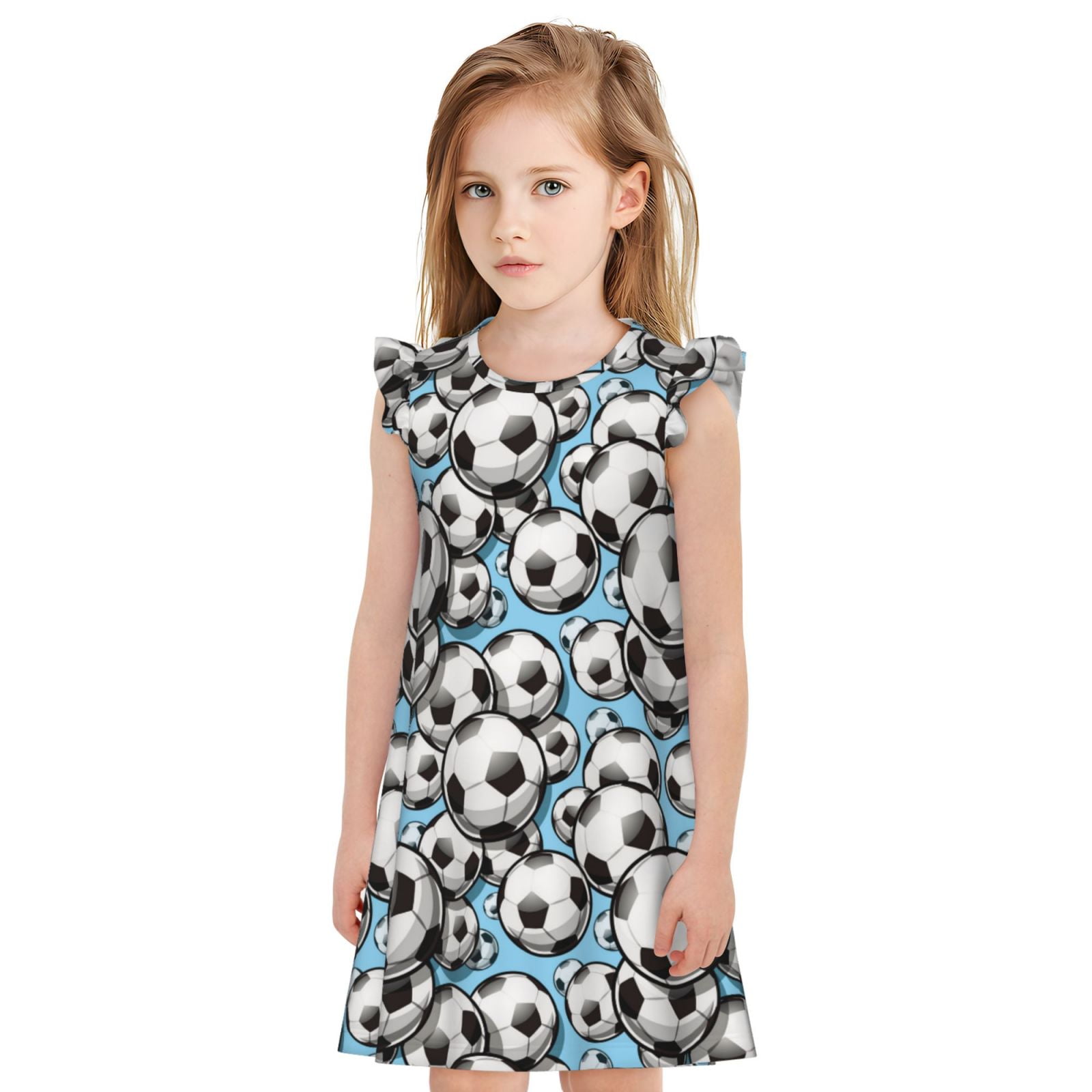 Tideii Football Soccer Ball for Girls' Flying Sleeves Nightdress, Girls ...