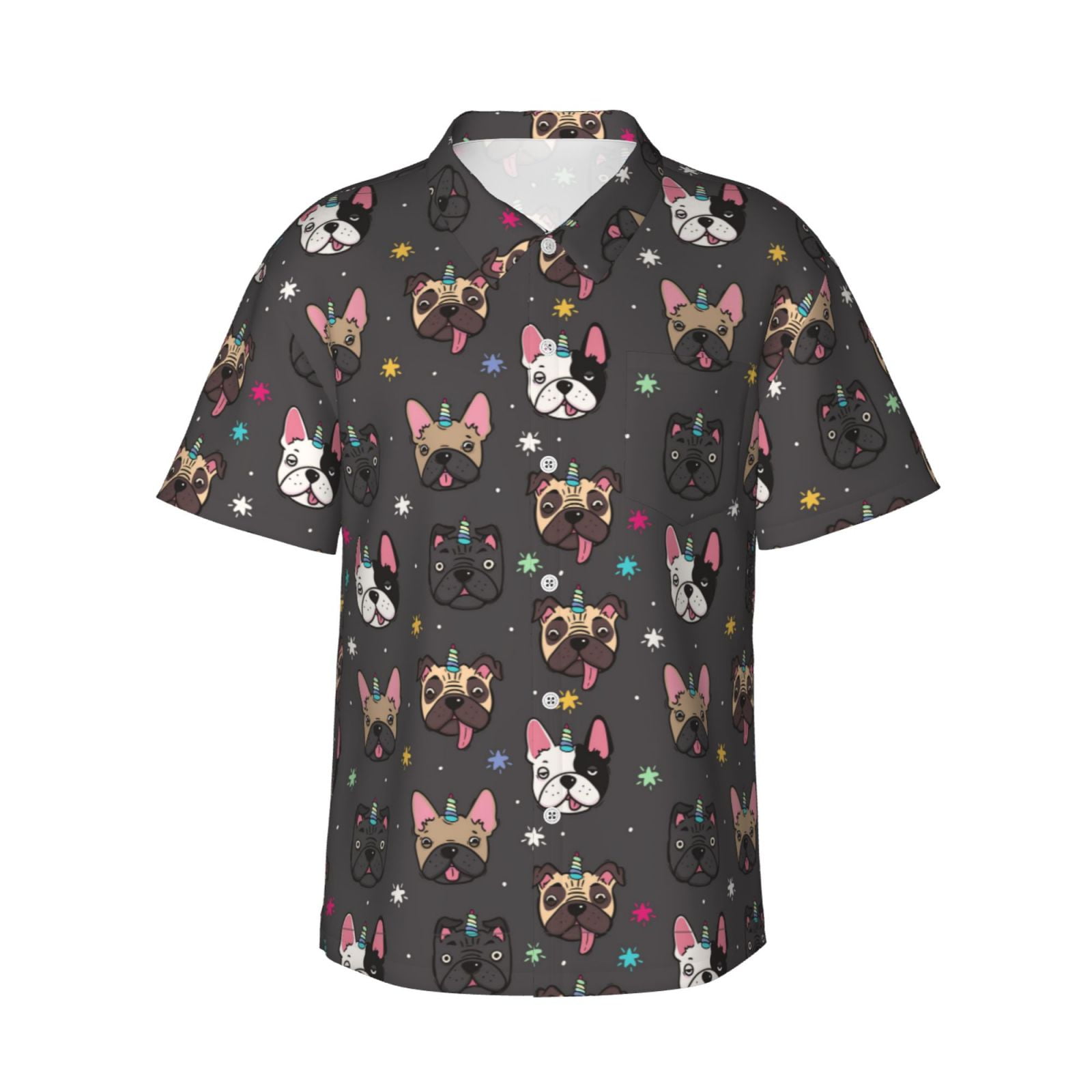 Tideii French Bulldogs for Men's Short Seeve Hawaiian Shirt, Button ...