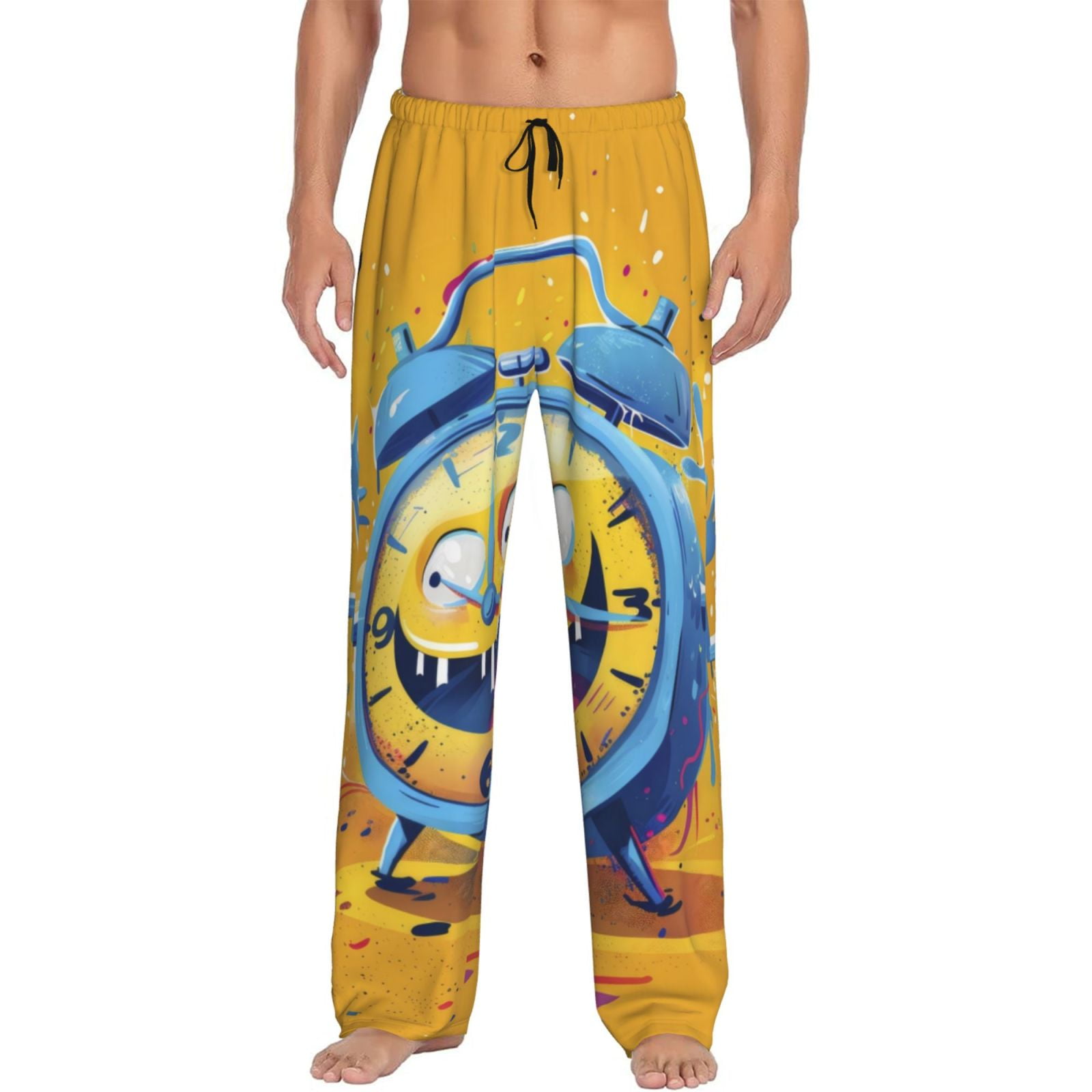 Tideii Funny Alarm Clock Illustration for Men's Long Pajama Pants ...
