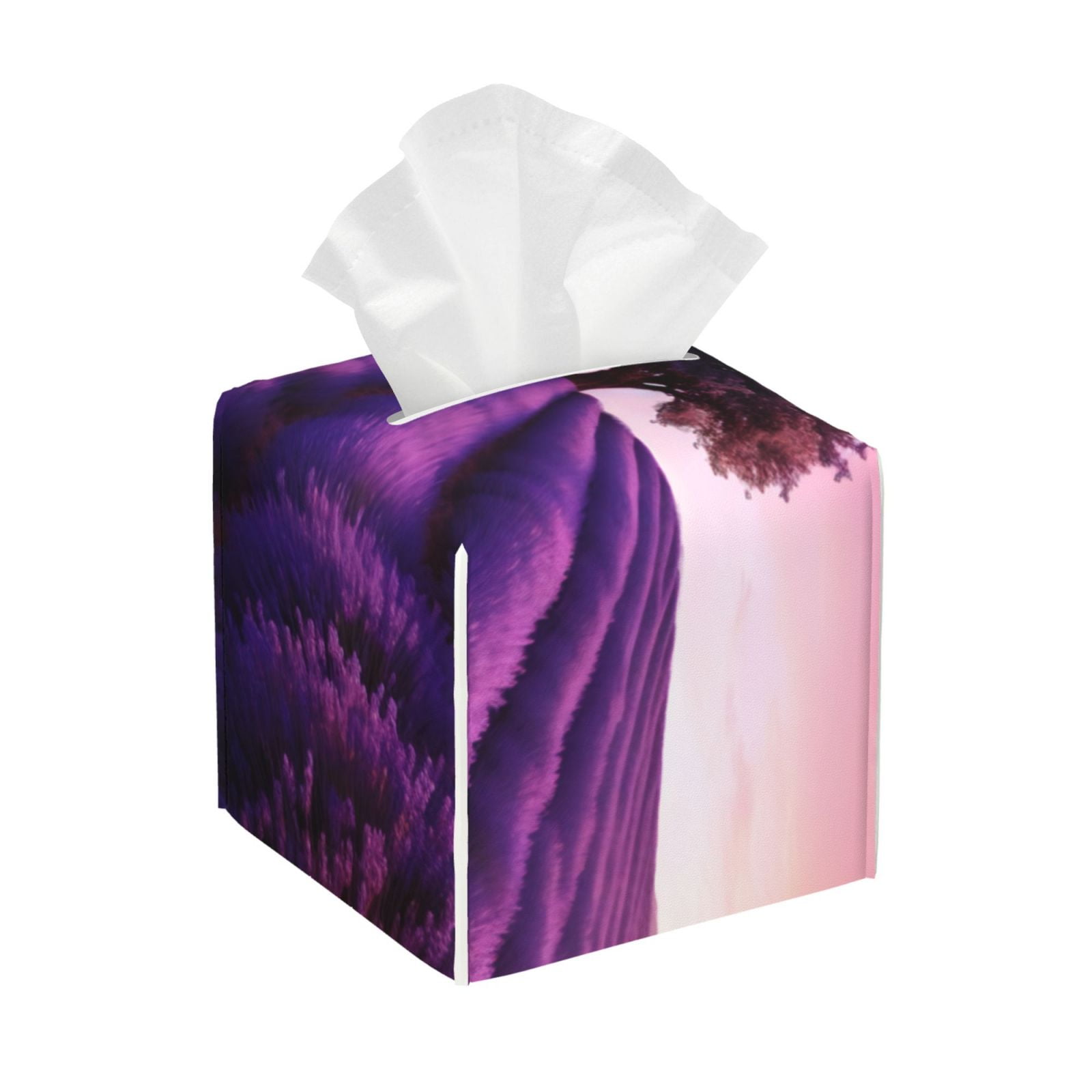 Tideii Lavender Field Sunset for Square Leather Tissue Box, PVC ...