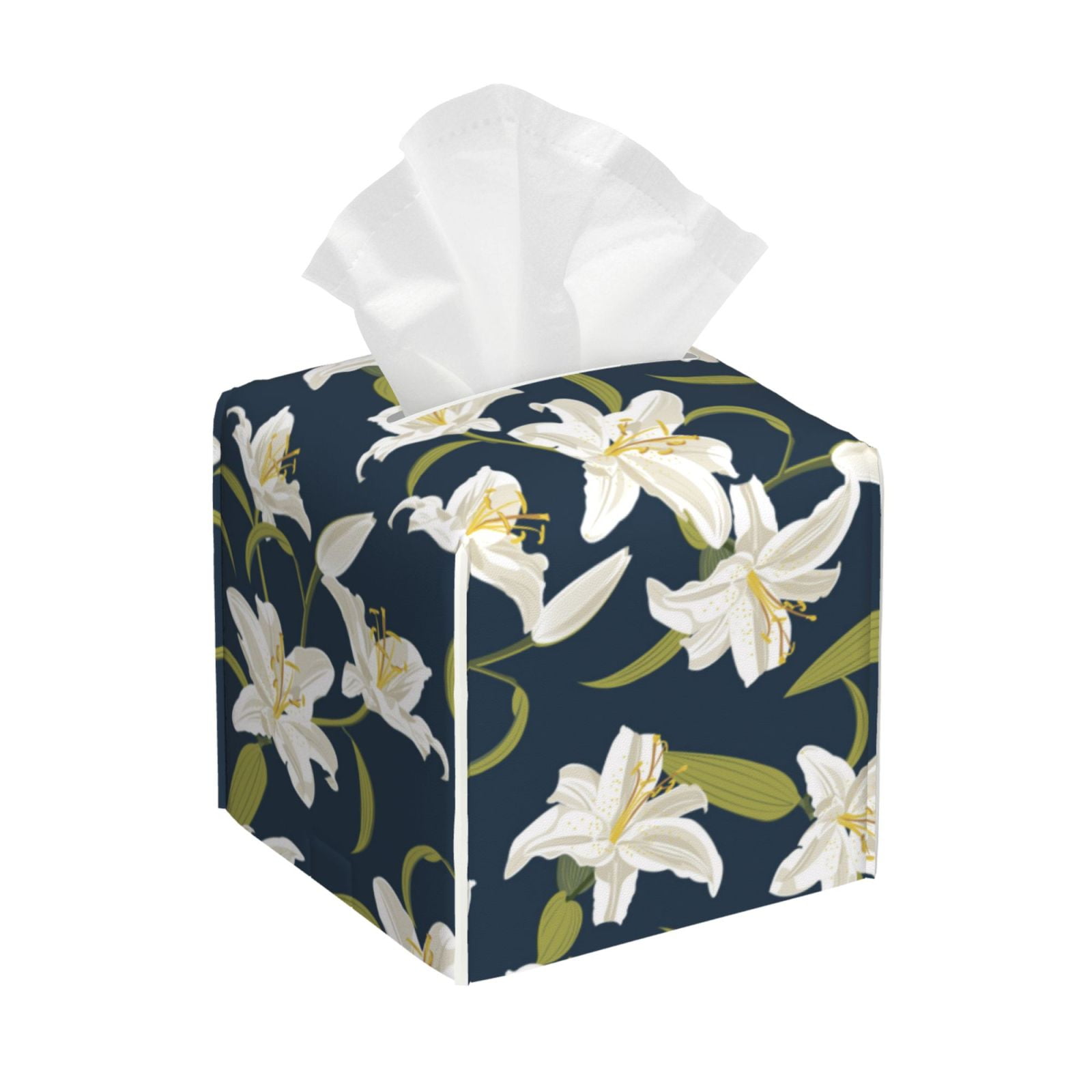Tideii Lilies Flowers for Square Leather Tissue Box, PVC Waterproof ...