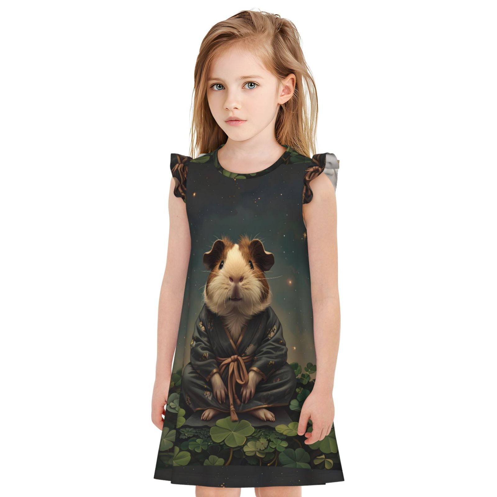 Tideii Lotus Leaf Starry Sky Guinea Pig for Girls' Flying Sleeves ...