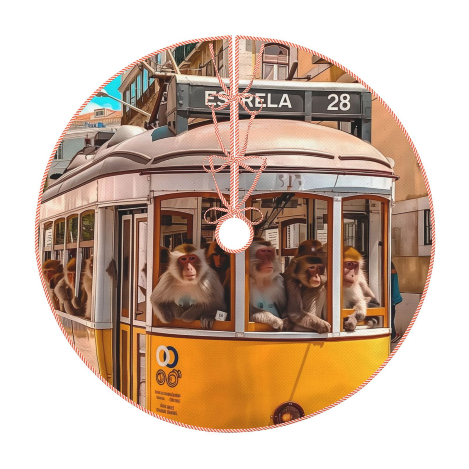 Tideii Modern Urban Monkey for Imitation linen Christmas Tree Skirt ...