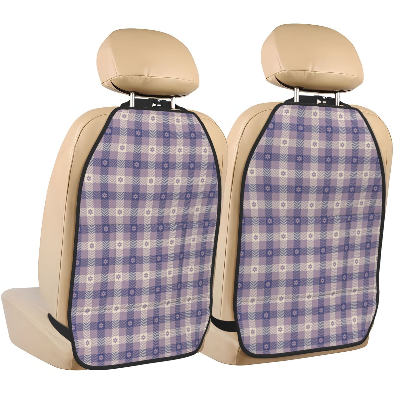Tideii Purple Floral Gingham Check Plaid for Car Seat Kick-Proof ...