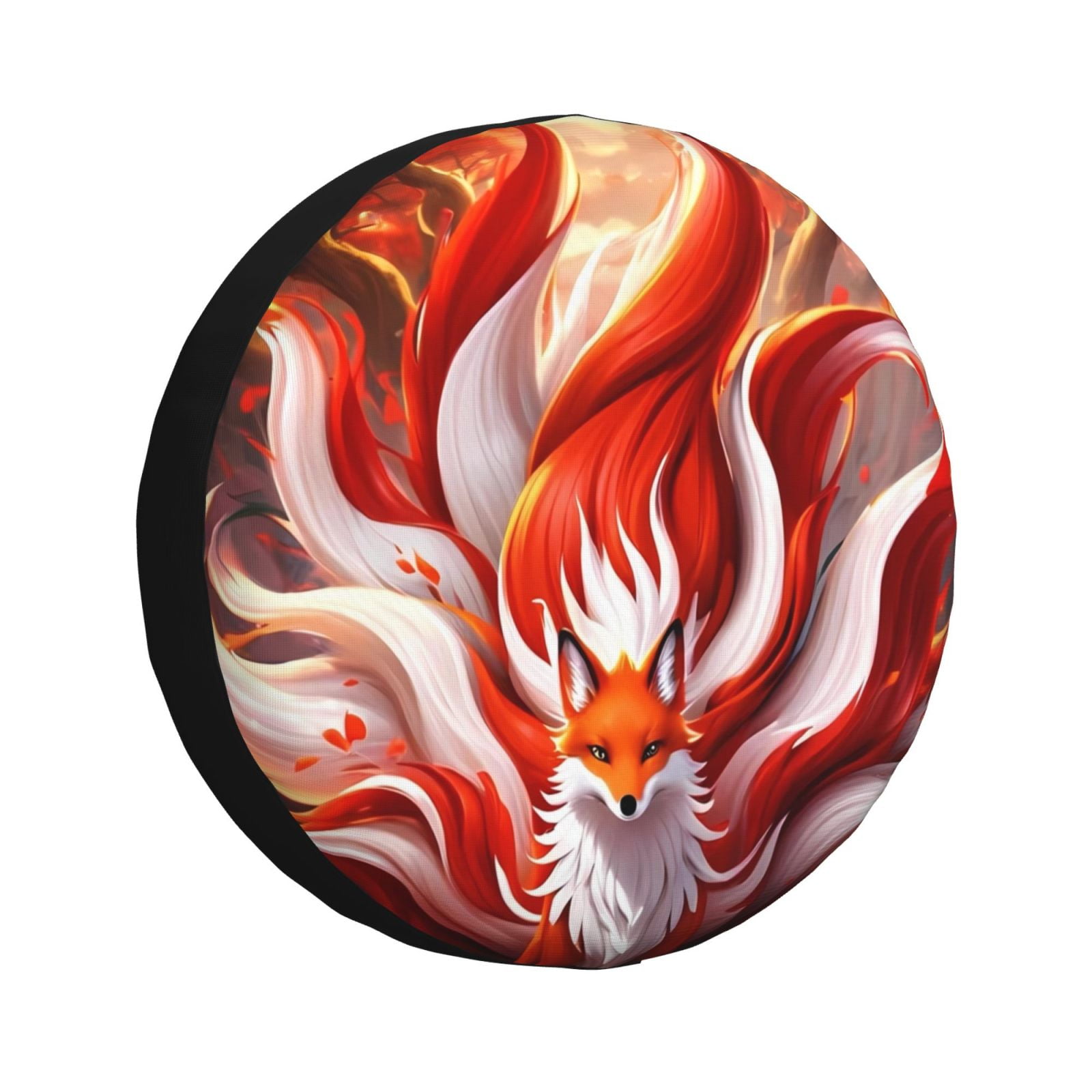 Tideii Red Sun Flame Fox for Car Tire Dust Cover, Dust and Waterproof Tire Protector, Car ...