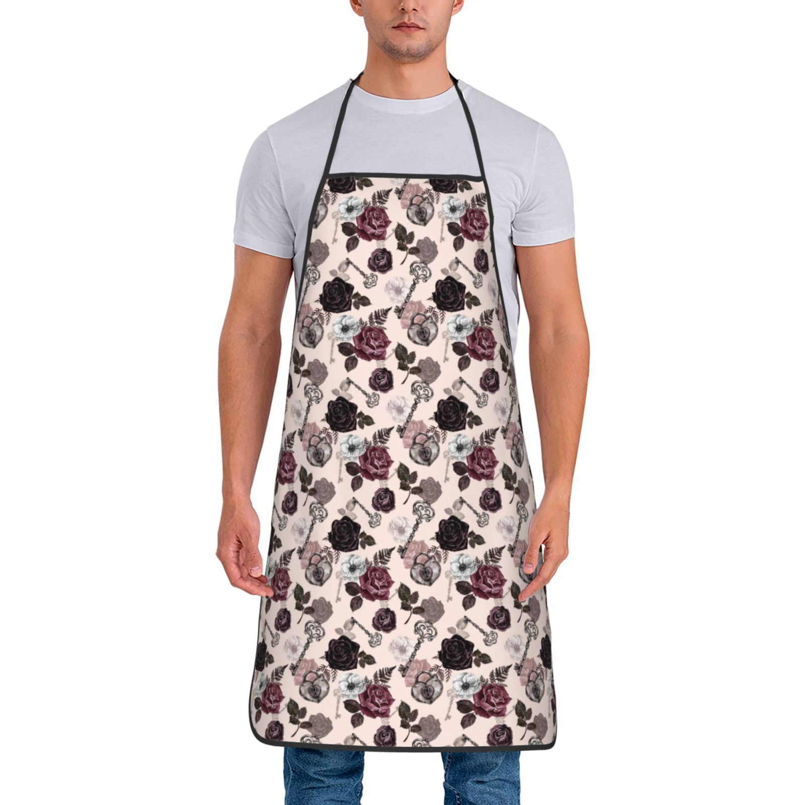 Tideii Retro Red Black Roses for Tie-up Apron, Unisex Waterproof and ...