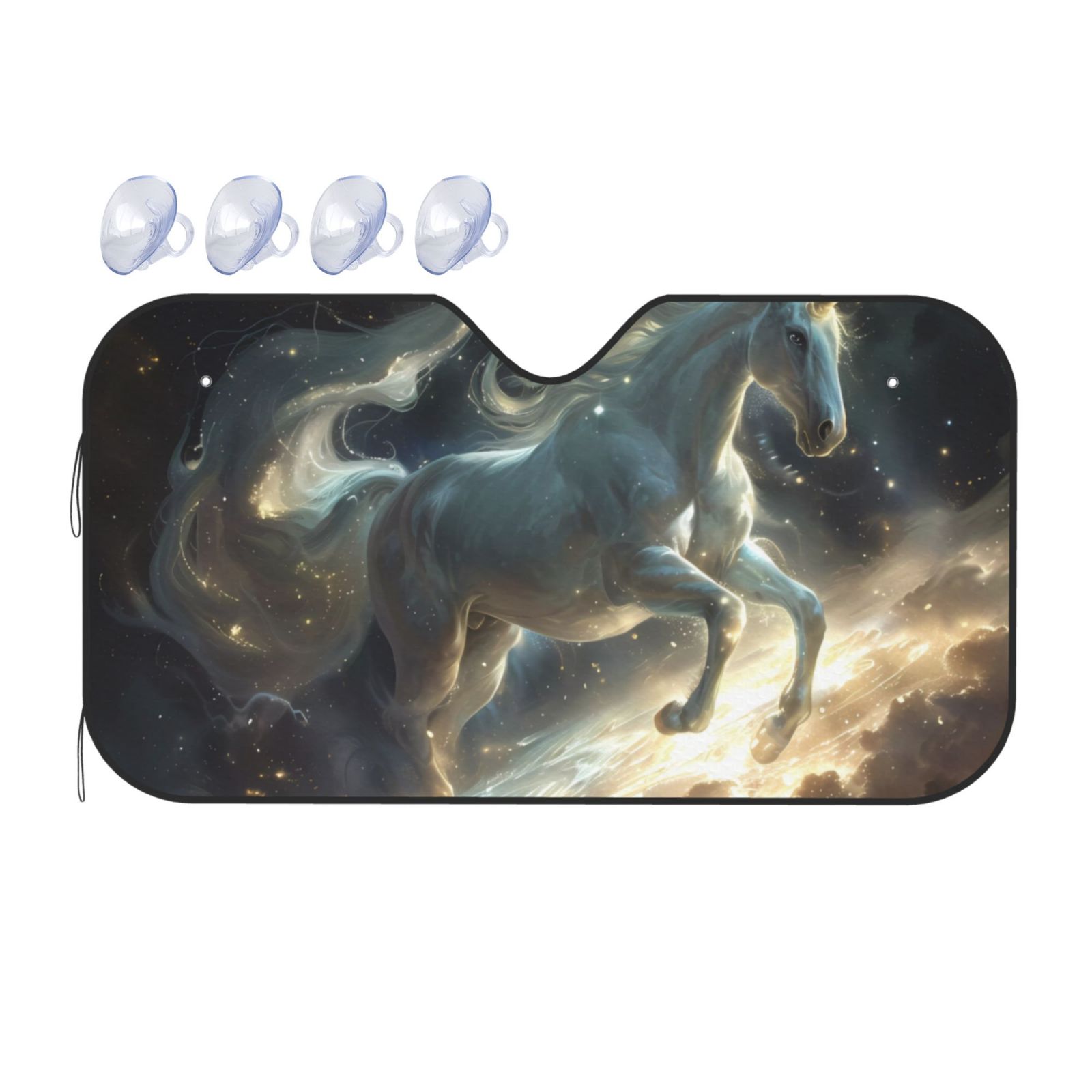 Tideii Space White Horse for Car Windshield Visor, Foldable UV Visor ...