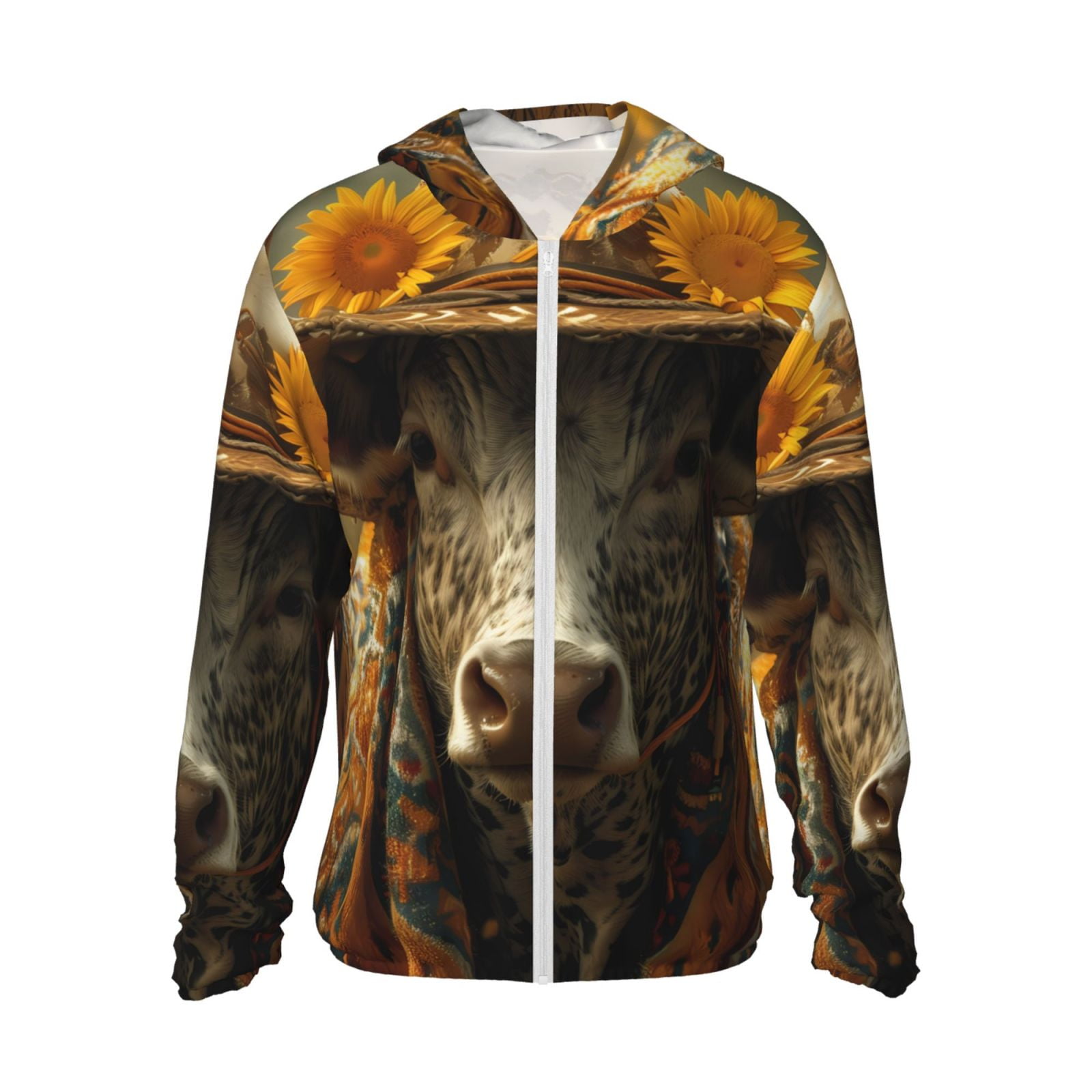Tideii Sunflower Cowboy Hat Cow for Adult Long-sleeved Sun Protection ...