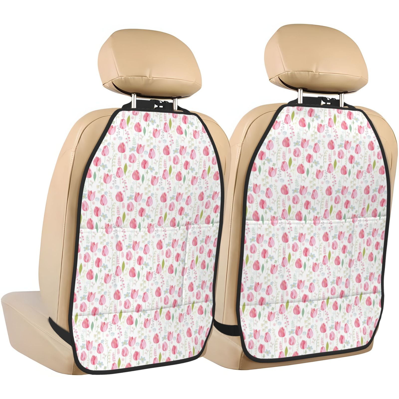 Tideii Tulips Flowers for Car Seat Kick-Proof Storage Pads 2 Pack, Anti ...