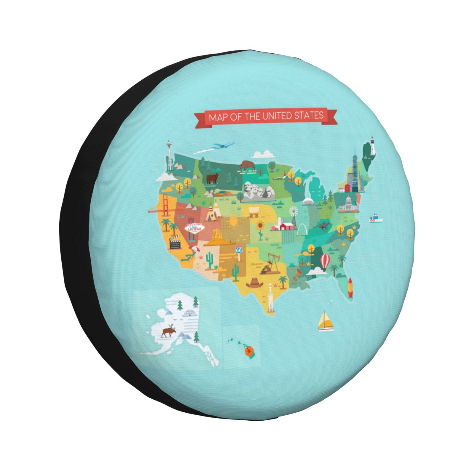 Tideii USA Tourist Map for Car Tire Dust Cover, Dust and Waterproof ...