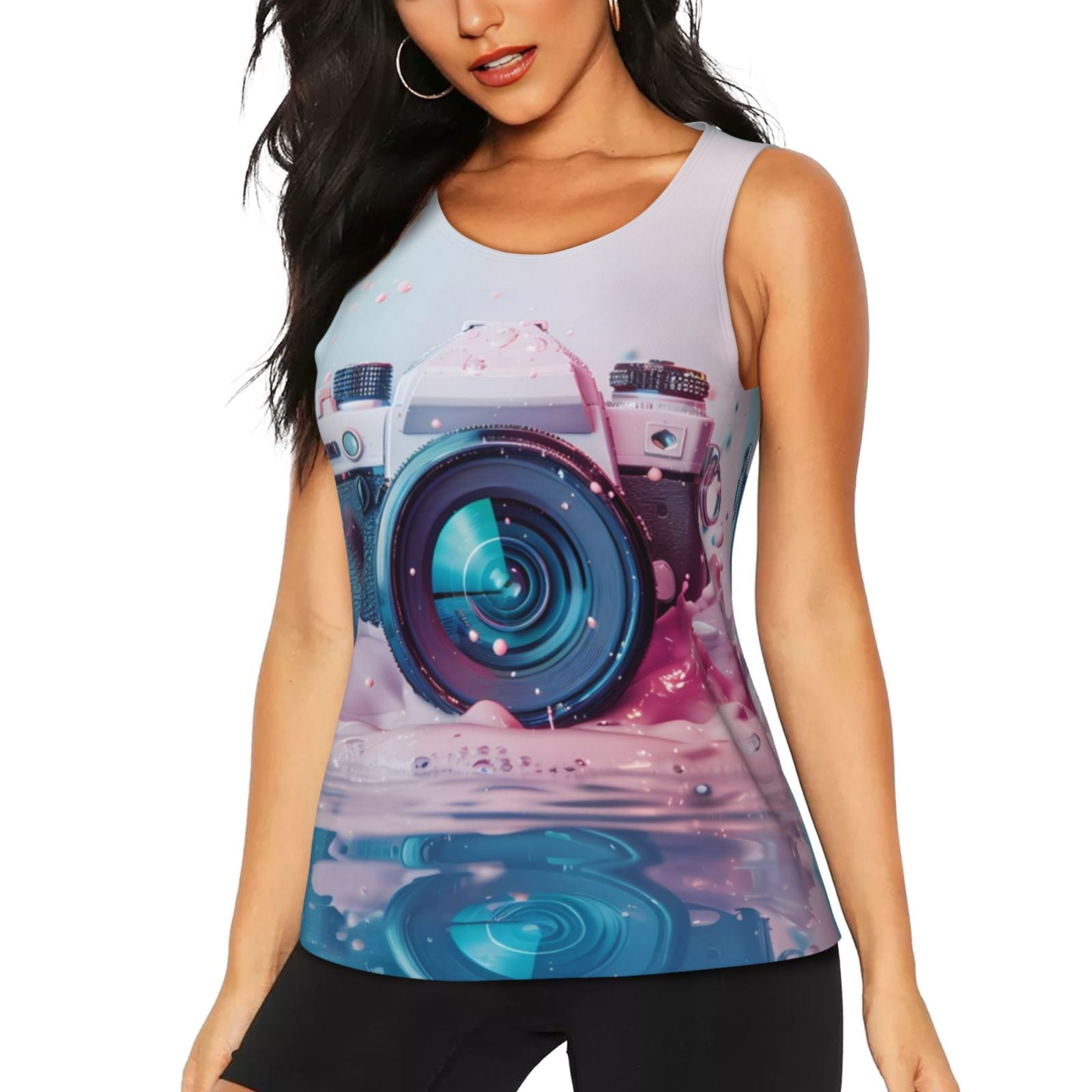 Tideii Vintage Camera Splash Art for Women's Quick-drying Vest, Sweat ...