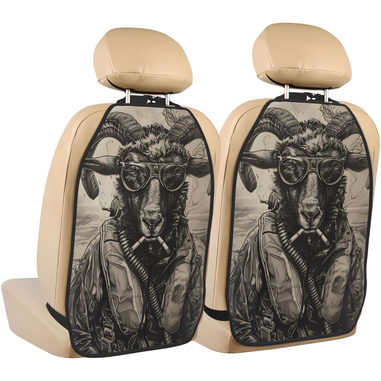 Tideii Vintage Ram Pilot for Car Seat Kick-Proof Storage Pads 2 Pack ...