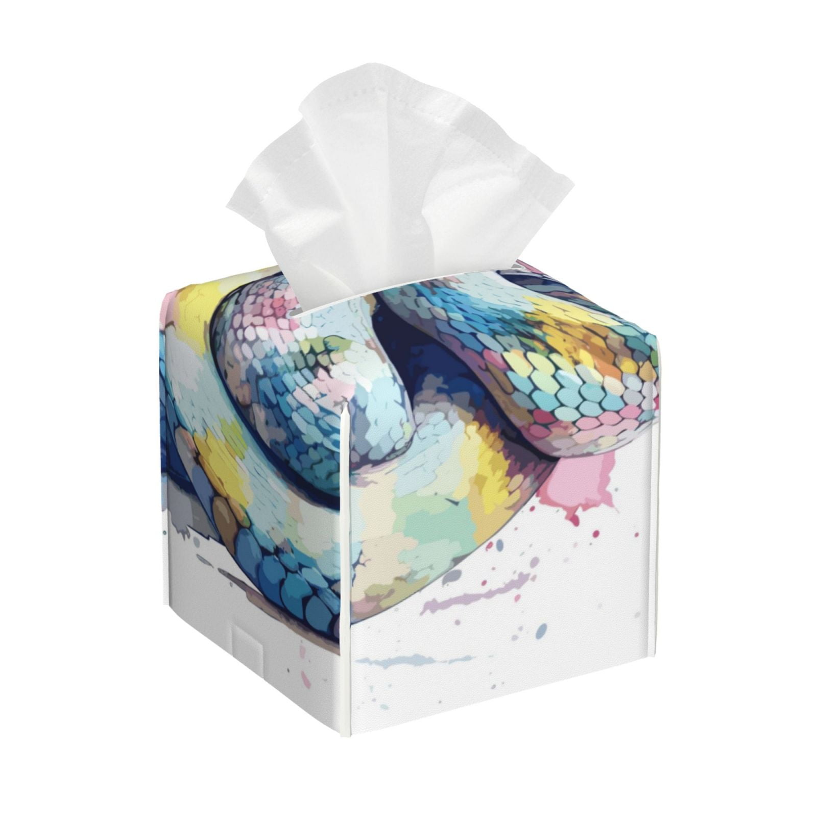 Tideii Watercolor Snake for Square Leather Tissue Box, PVC Waterproof ...