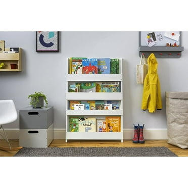Homfa 4-Tier Wall Bookshelf, 44.5"H Wall Mounted Kids Bookshelf, Book ...