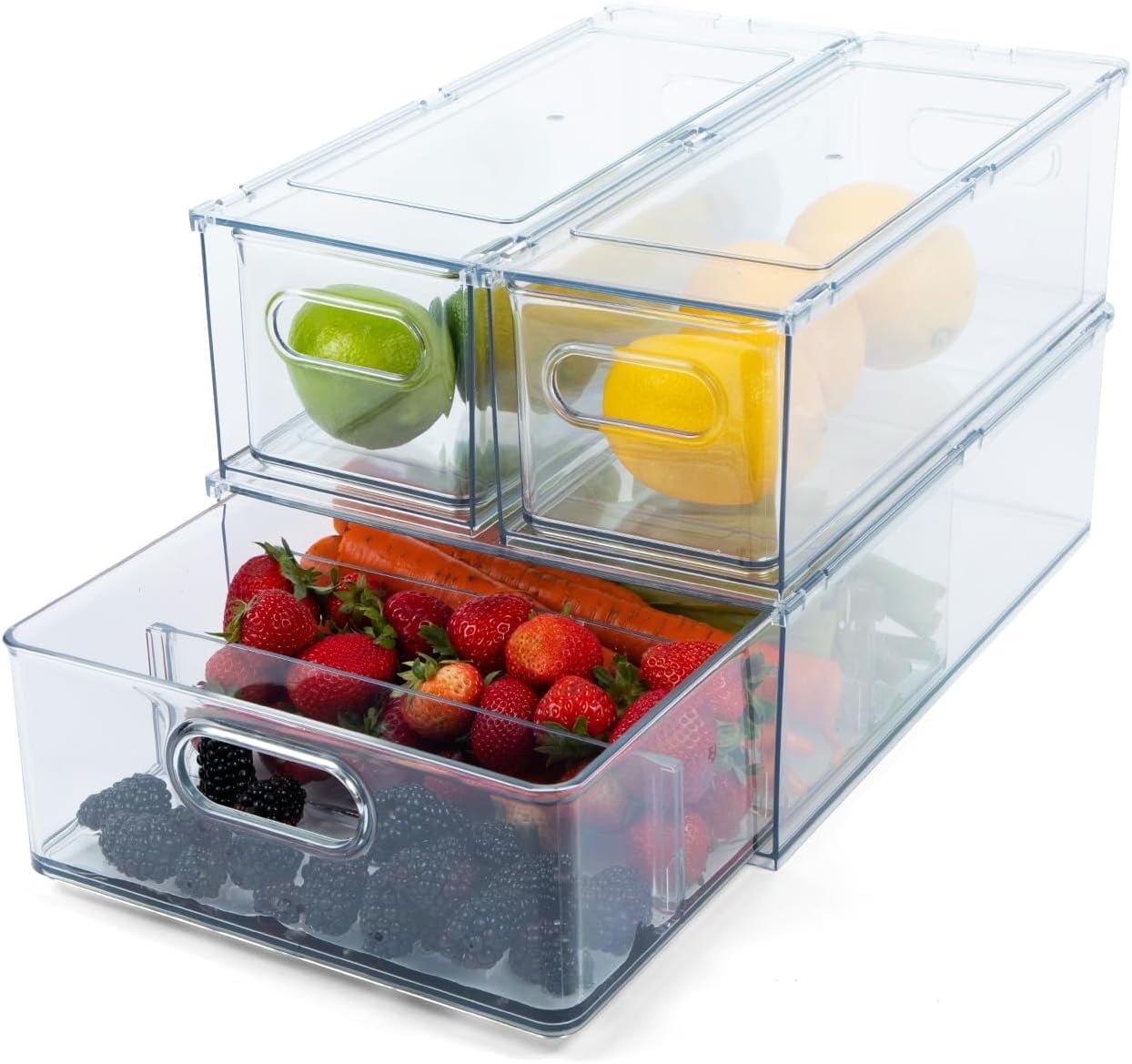 Tidy Tools Clear Fridge & Freezer Organizer Bins, Stackable Pantry ...