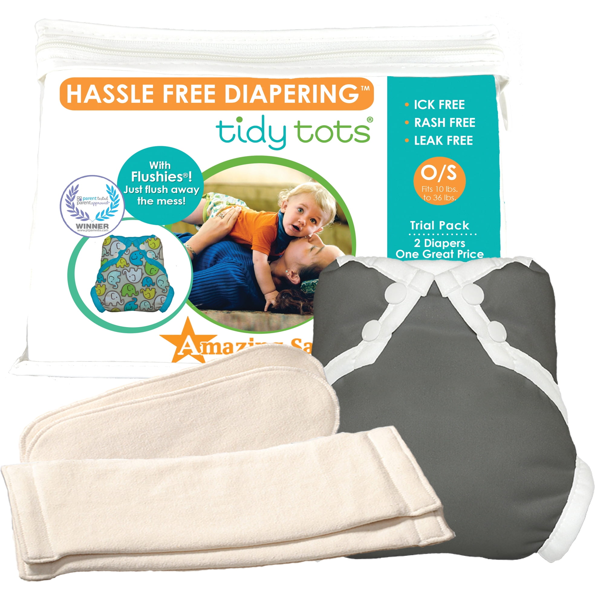 Tidy Tots Hassle Free 2 Diaper Trial Set with Grey Cover - Walmart.com