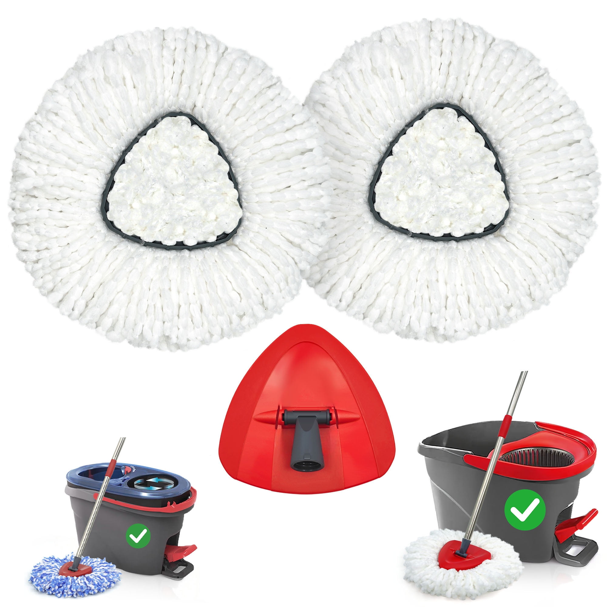 TidyBliss Mop Heads Replacements 2 Pack with Triangle Base for ...