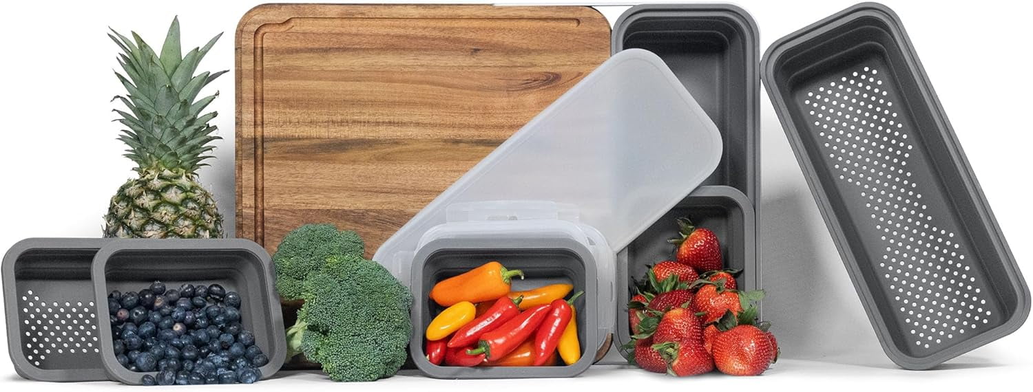 TidyBoard Meal Prep System Starter - Over-the-Sink Smart Chopping Board ...