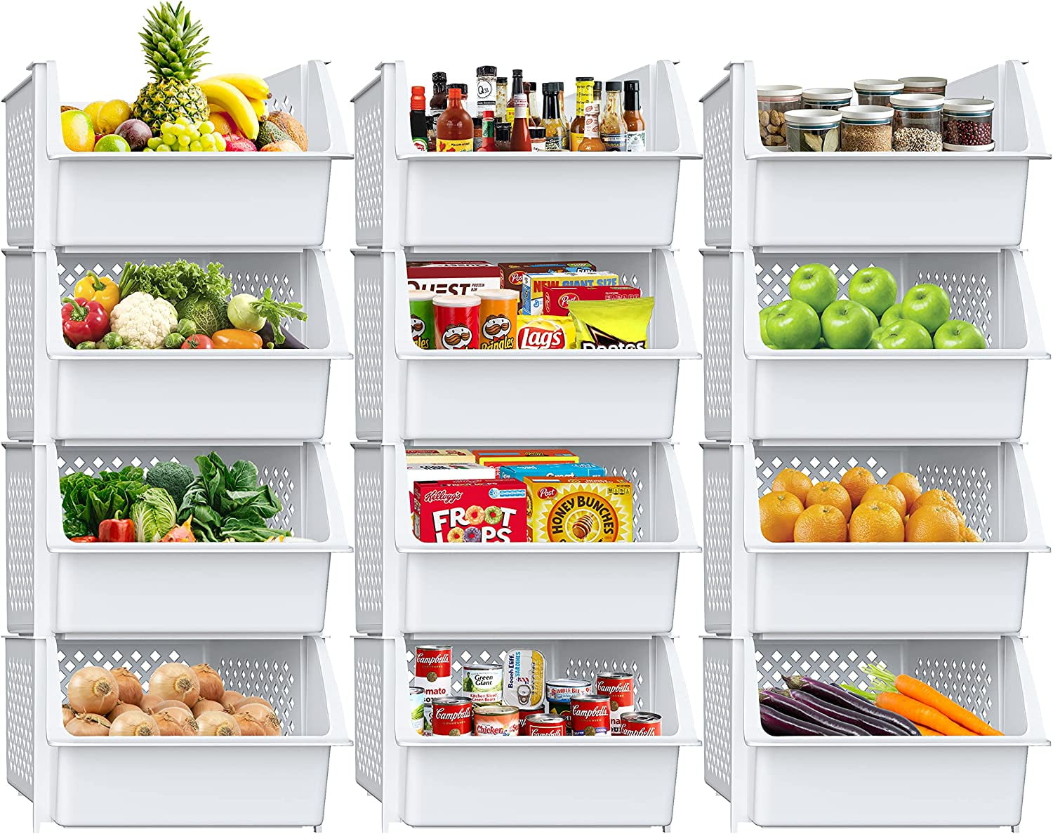 TidyFriend Plastic Stackable Storage Bins for Pantry - 12 Pack ...