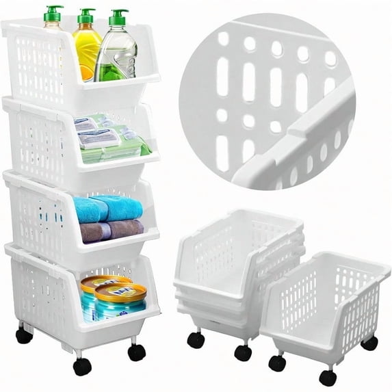 TidyFriend Stackable Storage Bins for Pantry - 4 Pack Small Stackable ...