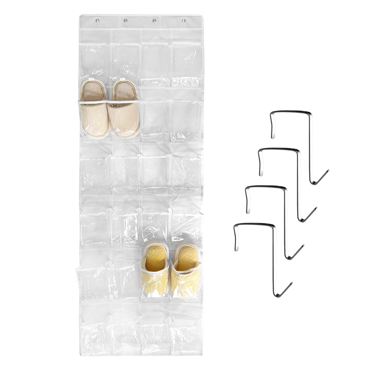 TidyMaster 1 Pack 24 Clear Crystal Pockets Large Hanging Shoe Organizer Over The Door Shoe Rack ...