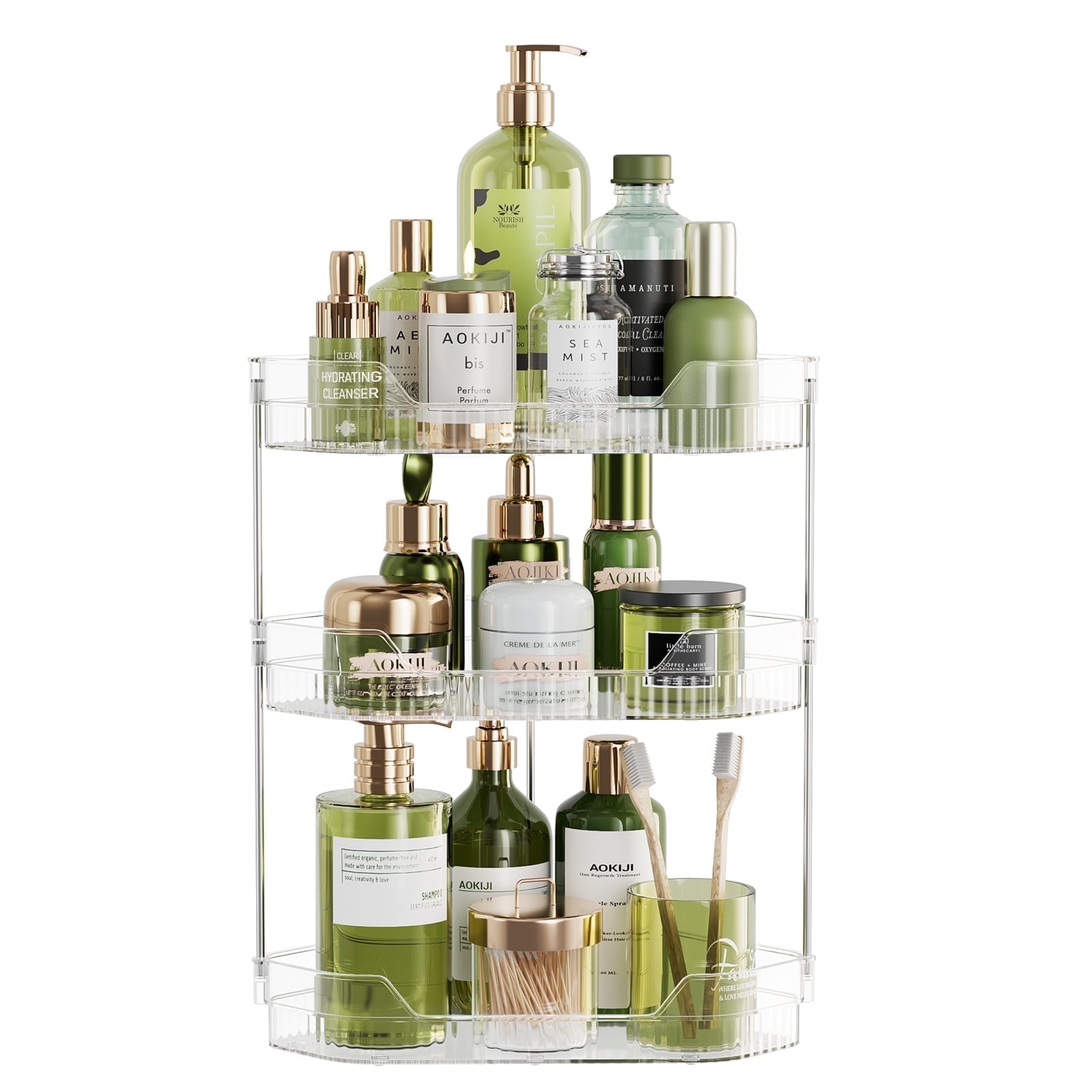 TidyStash 3-Tier Corner Bathroom Counter Organizer, Makeup Vanity Tray ...