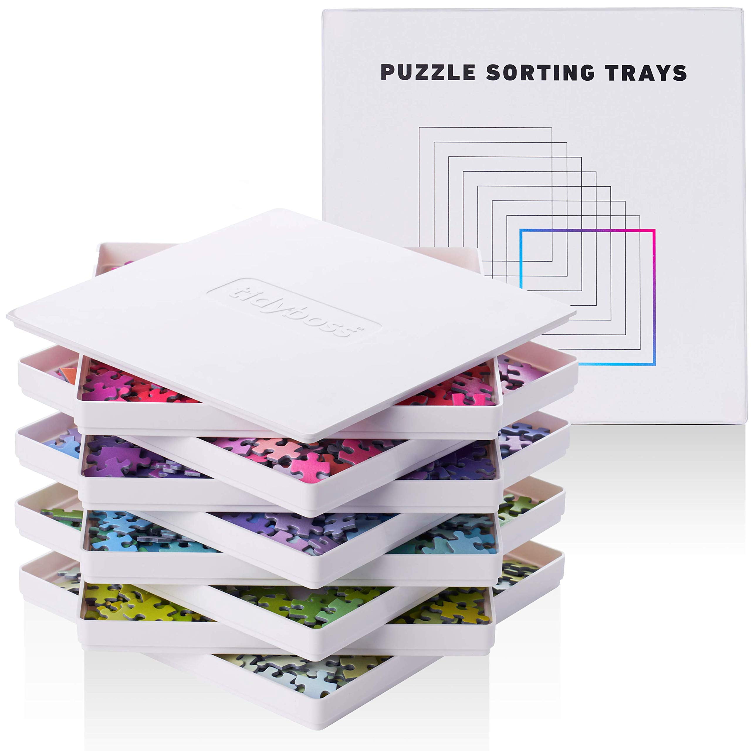 Tidyboss 8 Puzzle Sorting STF9 Trays with Lid 10" Portable Jigsaw ...