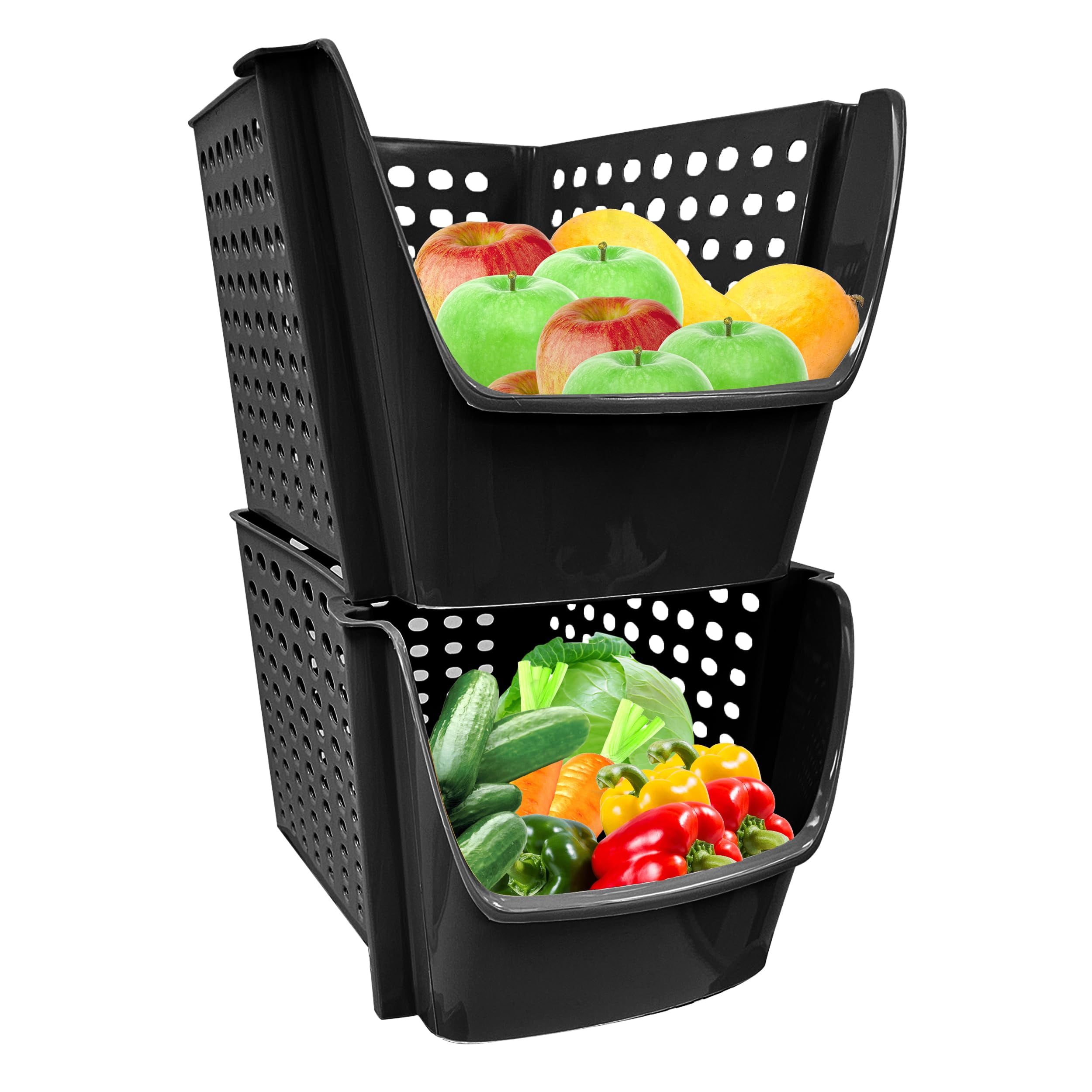 Tidyfriend Plastic Stackable Storage Bins For Pantry - 2 Pack Stackable ...