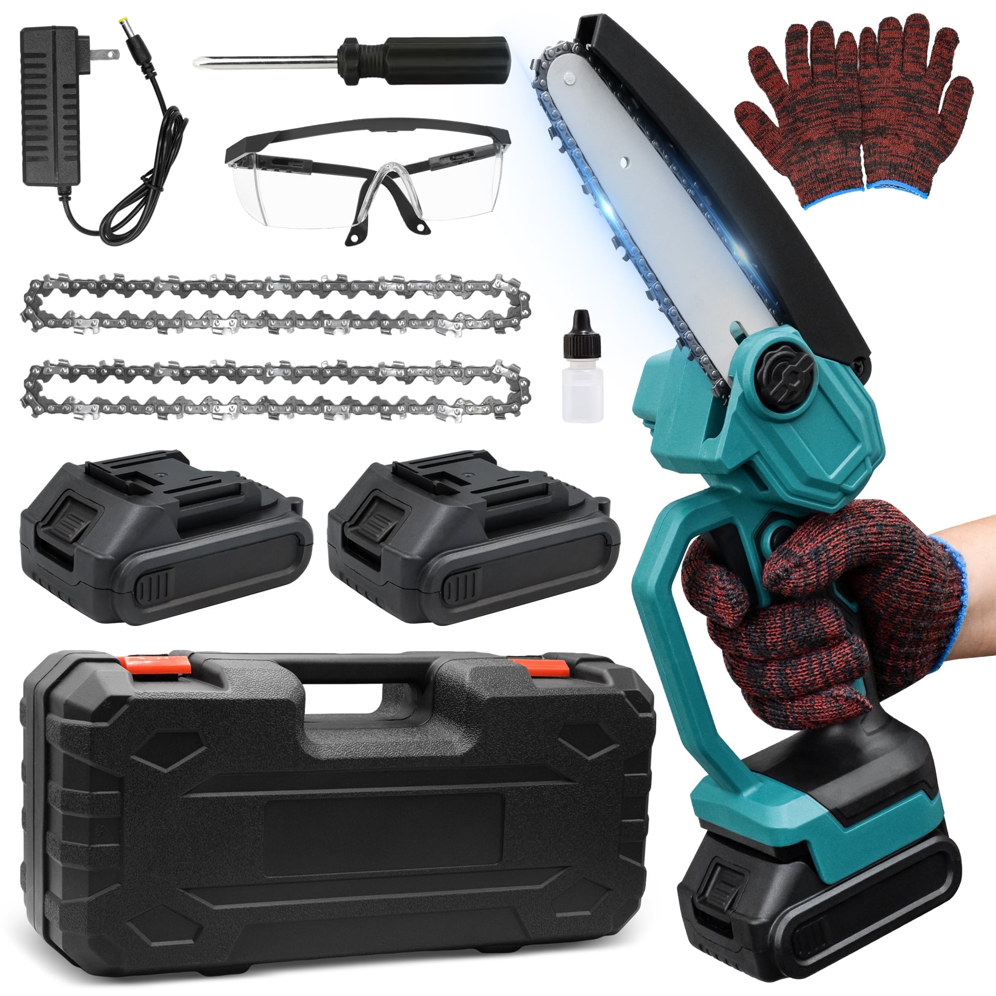 Tidymend Mini Chainsaw 6 Inch, 21 V Battery-Powered Electric Chain Saw ...