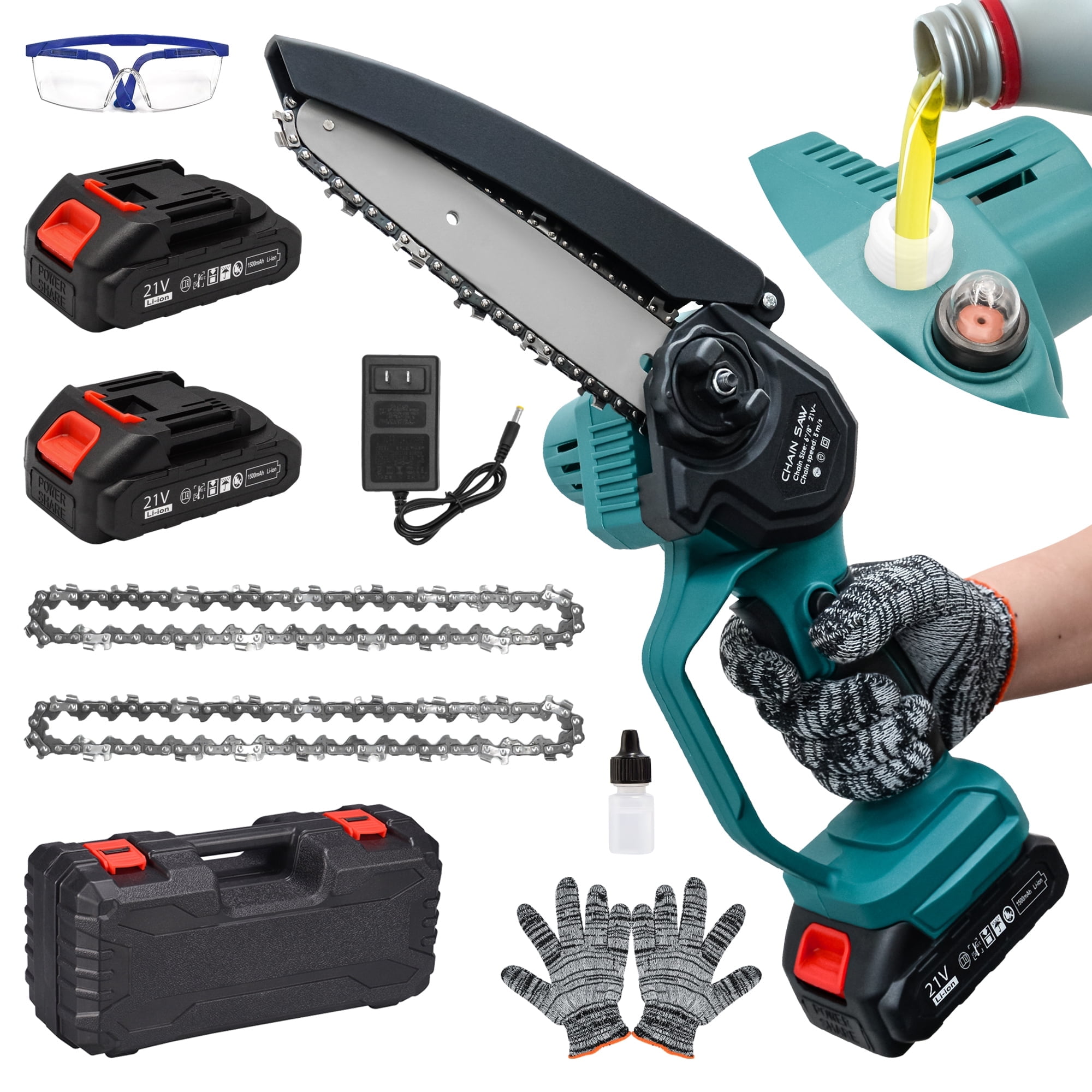 Tidymend Mini Chainsaw 6 inch Electric Chainsaw with Automatic Oiler ...