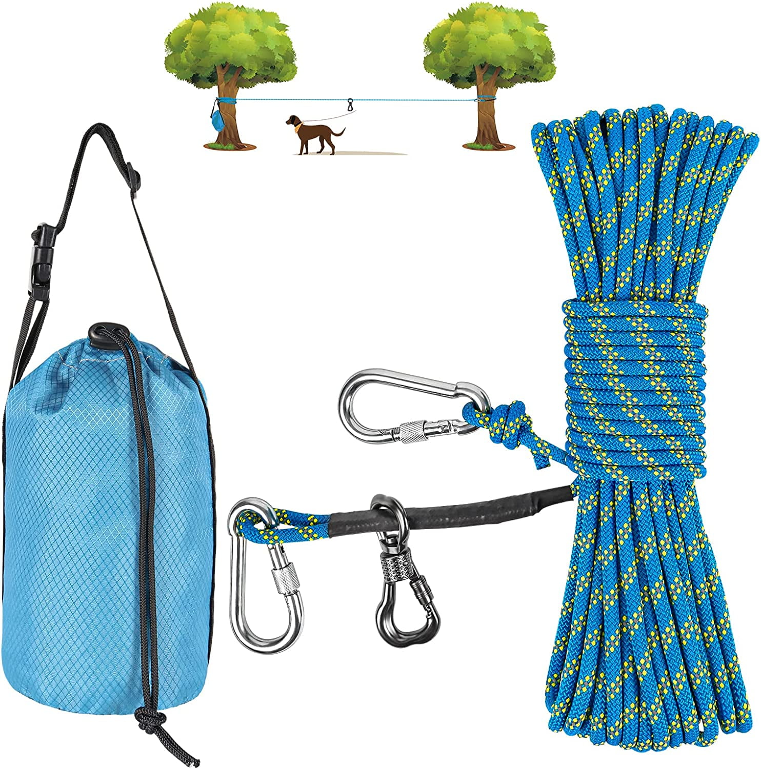 Tie Out Cable for Camping, 50ft Portable Overhead Trolley System for ...