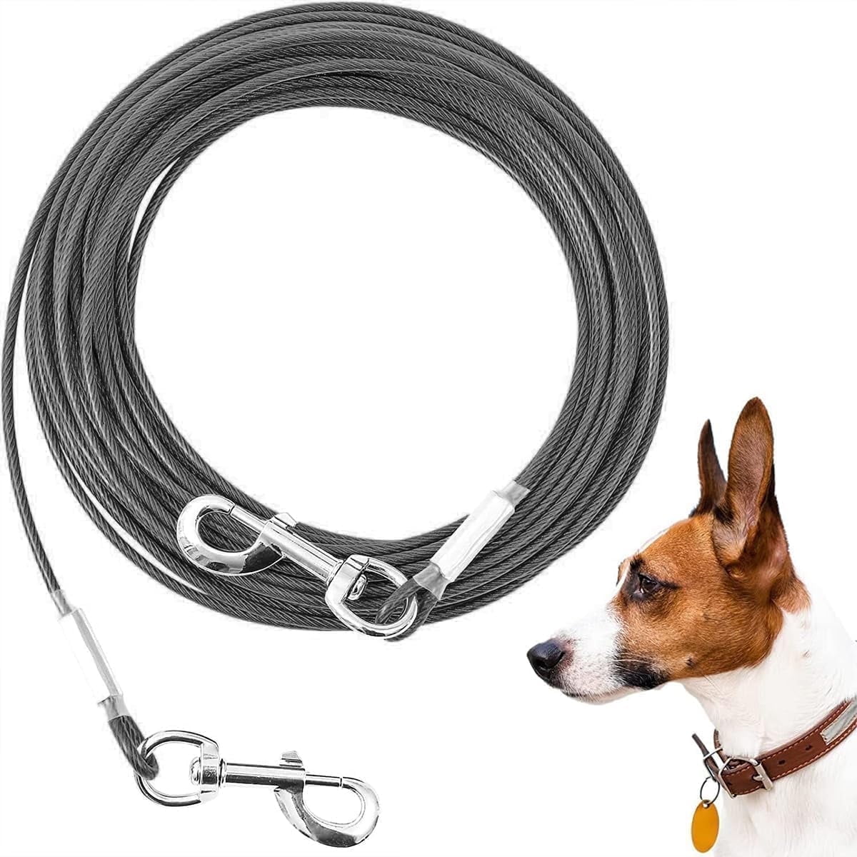 Mi PupJoy Tie Out Cable for Dogs,20FT Dog Leads with Swivel Hook ,Heavy ...