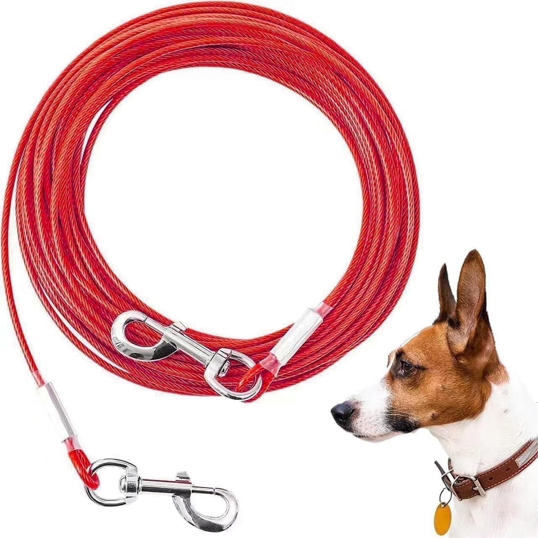 Mi PupJoy Tie Out Cable for Dogs,30FT Dog Leads with Swivel Hook ,Heavy ...