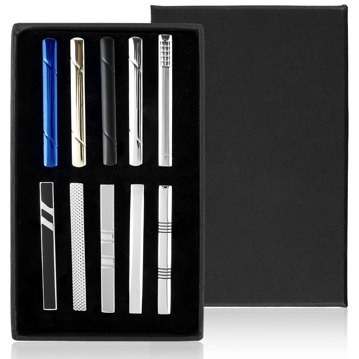 Tie Clips for Men 10 PCs, Matte and Shiny Tie Clip Set with Elegant ...