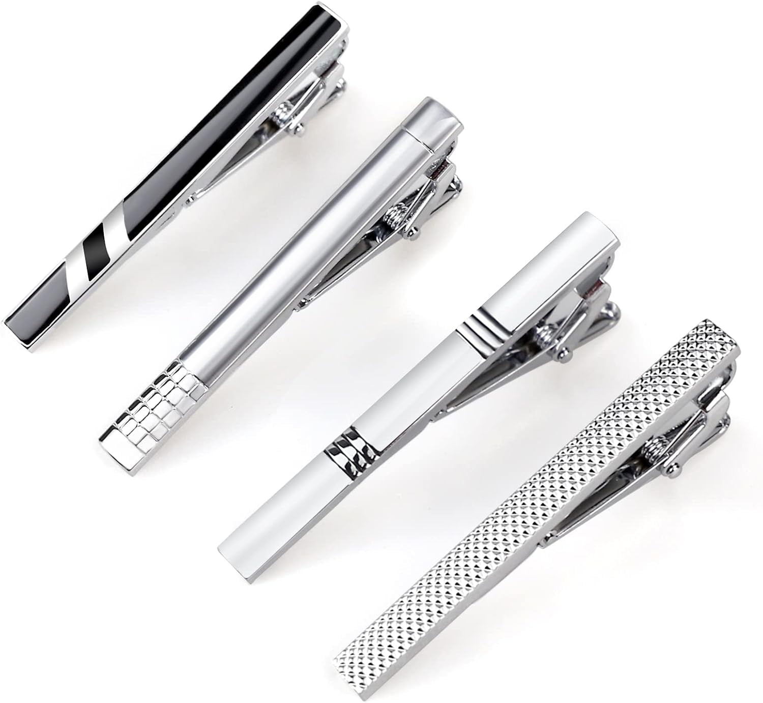 Tie Clips for Men, 4 Pack Classic Tie Clip Necktie Tie Bar Pinch Clips ...