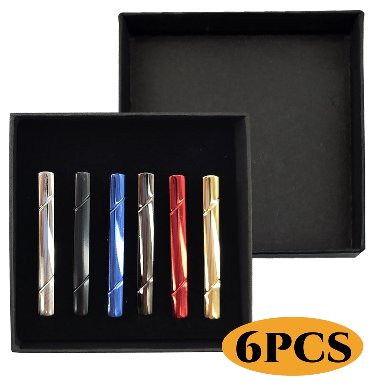 6 Pcs Men's Tie Clips with Gift Box, Neck Set and Bar Clasp, Ideal for ...