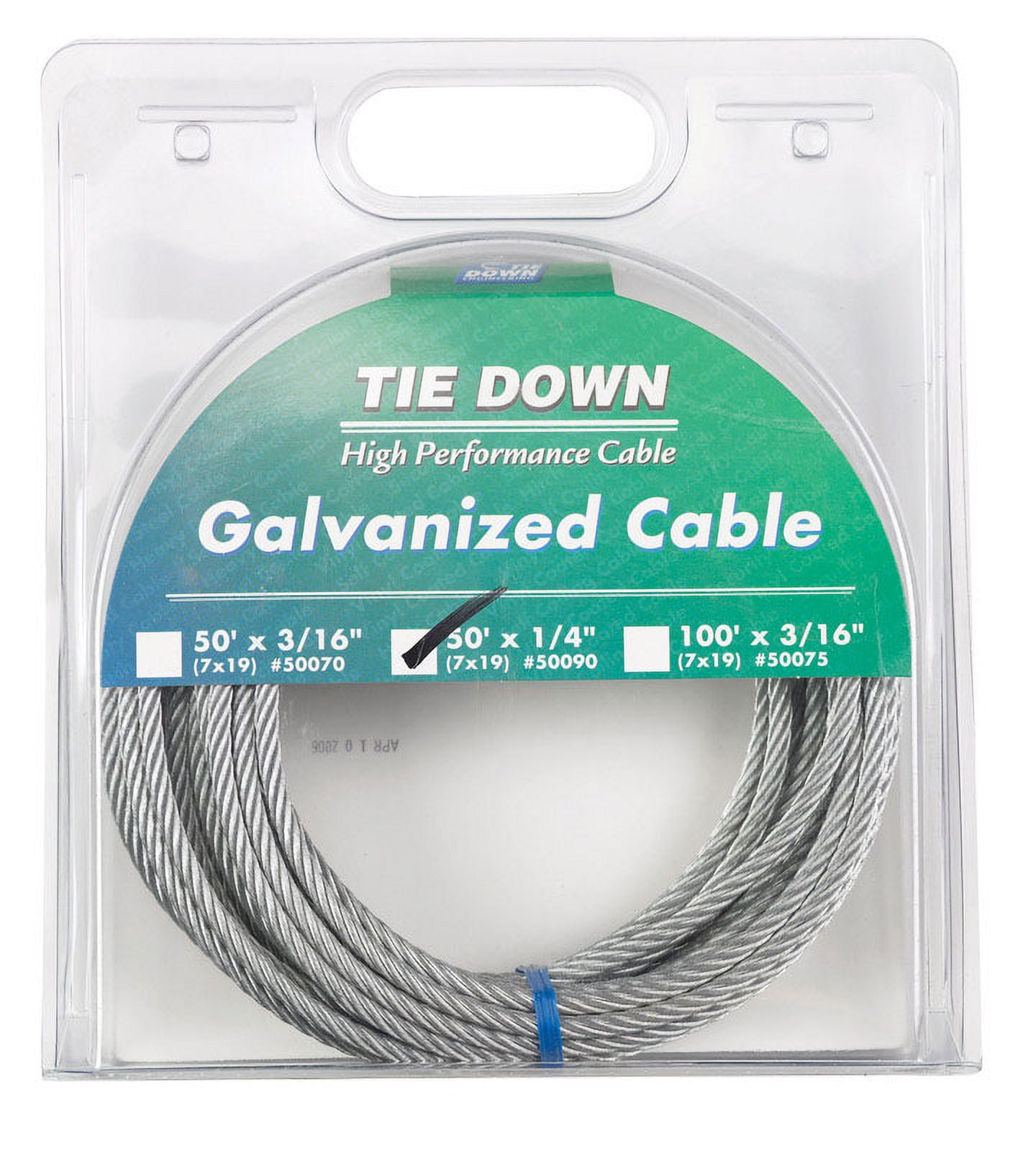 Tie Down Engineering 50090 Pre- Cut Galvanized Cable 1/4" Diameter ...