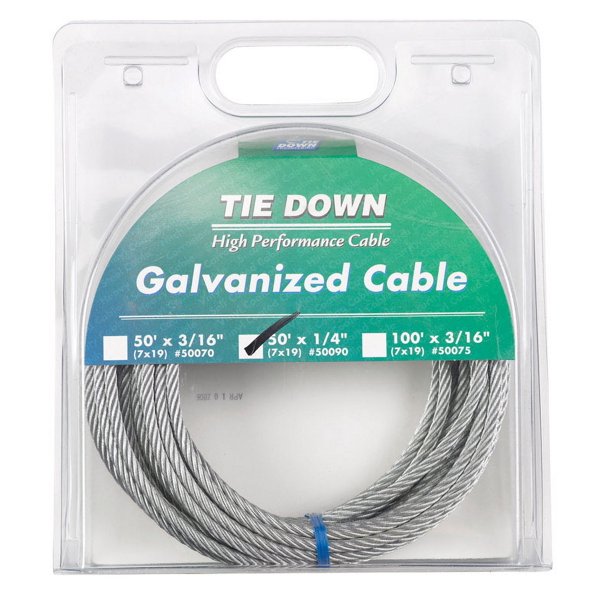 Tie Down Engineering 50090 Pre- Cut Galvanized Cable 1/4" Diameter ...