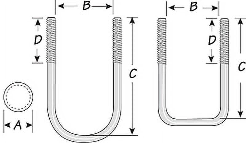 Tie Down Engineering 86221; U-Bolt Square 1/2X 1-9/16X 4-9/16 - Walmart.com