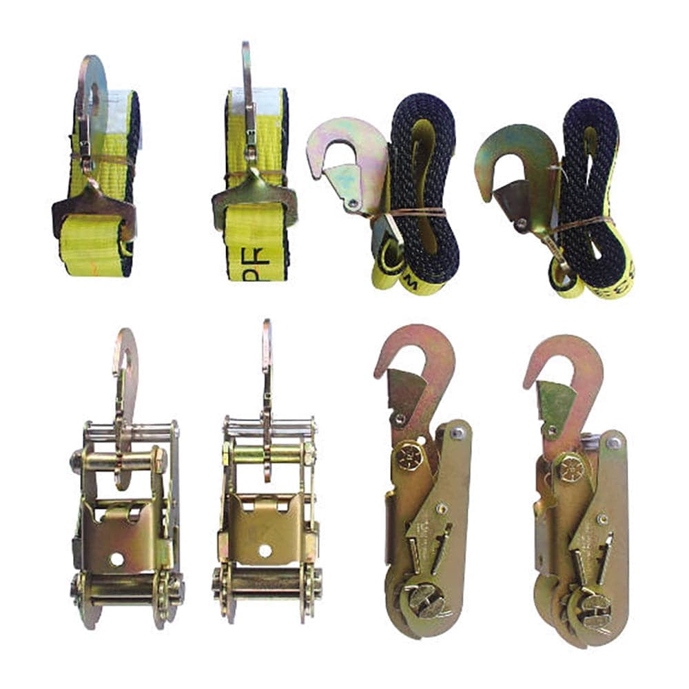 Tie Down Kit Towing, 4 Ratchets W/Flat Snap Hooks, 4 Straps W/Twisted ...