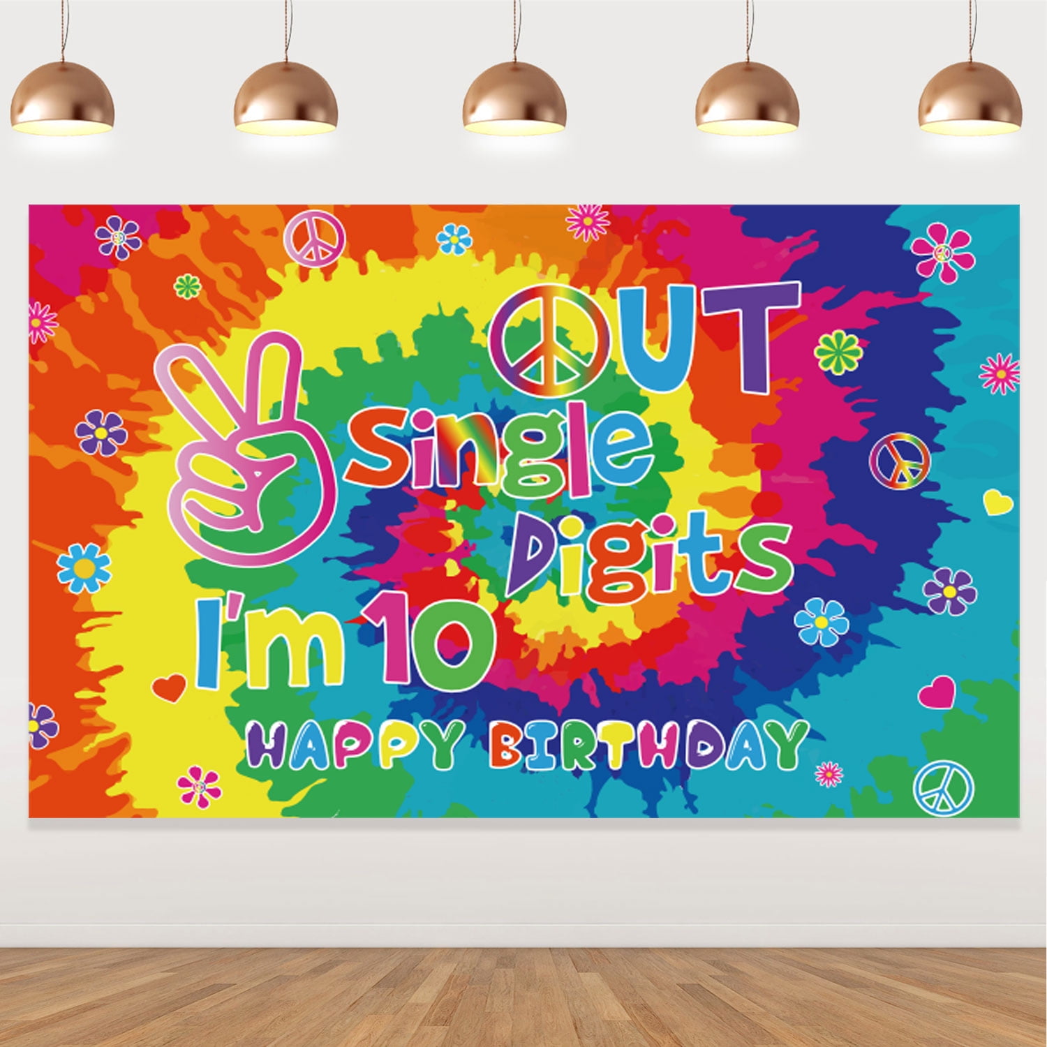 Tie Dye 10th Birthday Backdrop, Tie Dye Party Supplies Birthday ...