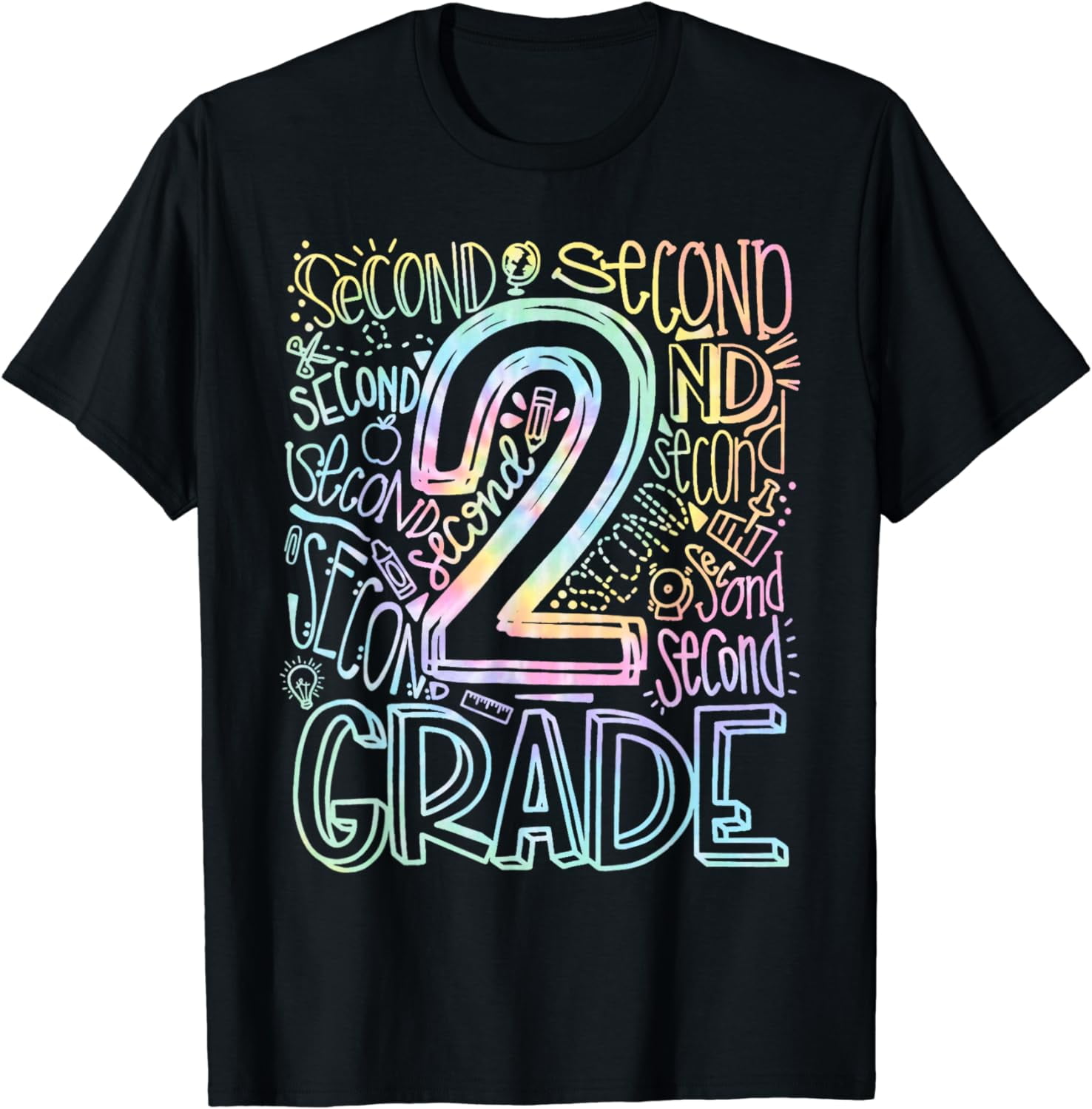 Tie Dye 2nd Grade Typography Team Second Grade Teacher Gift T-Shirt ...