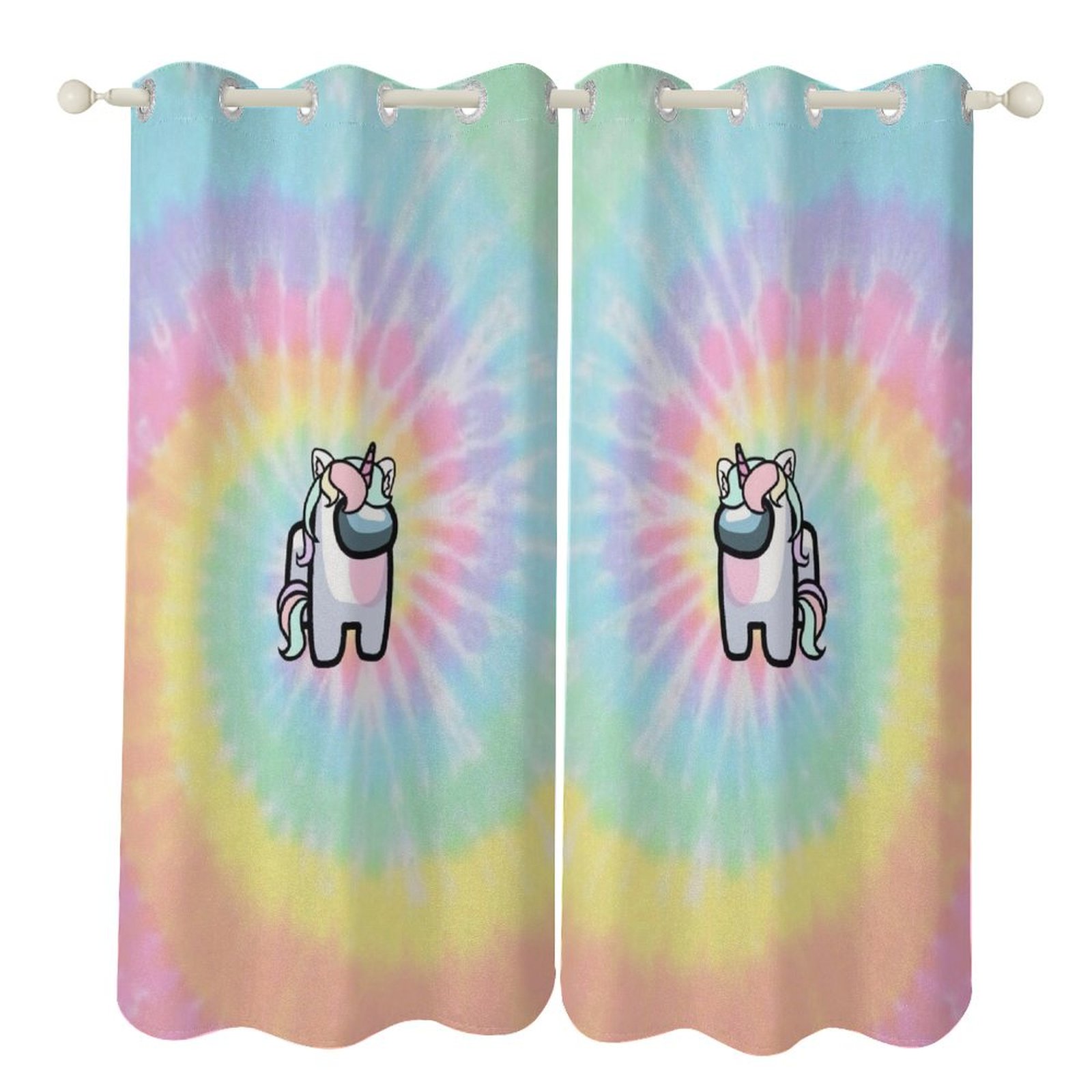 Tie-Dye Among-Us Imposter Crewmate Kids Curtains 52 X 84 Inch,Cartoon ...