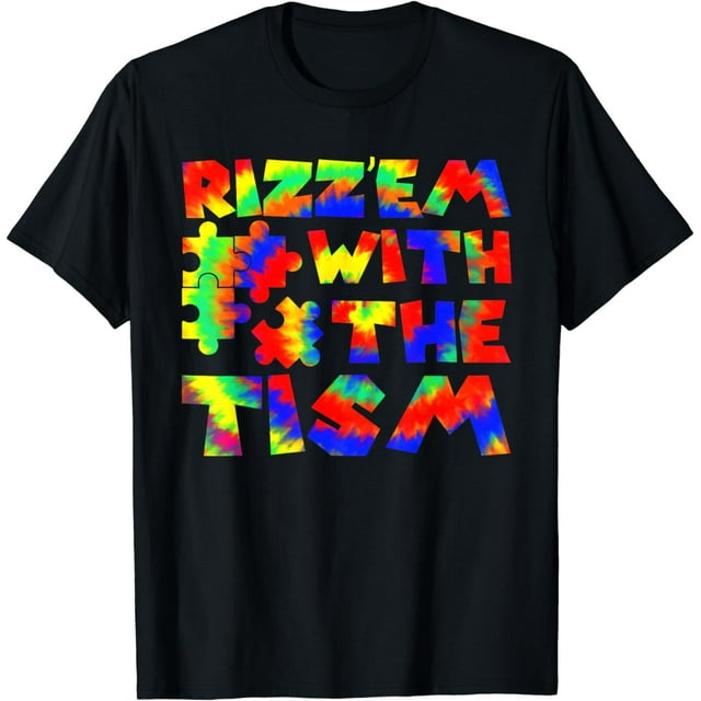Tie Dye Autistic Rizz Rizz'em with The Tism Meme Autism Cotton T-Shirt ...