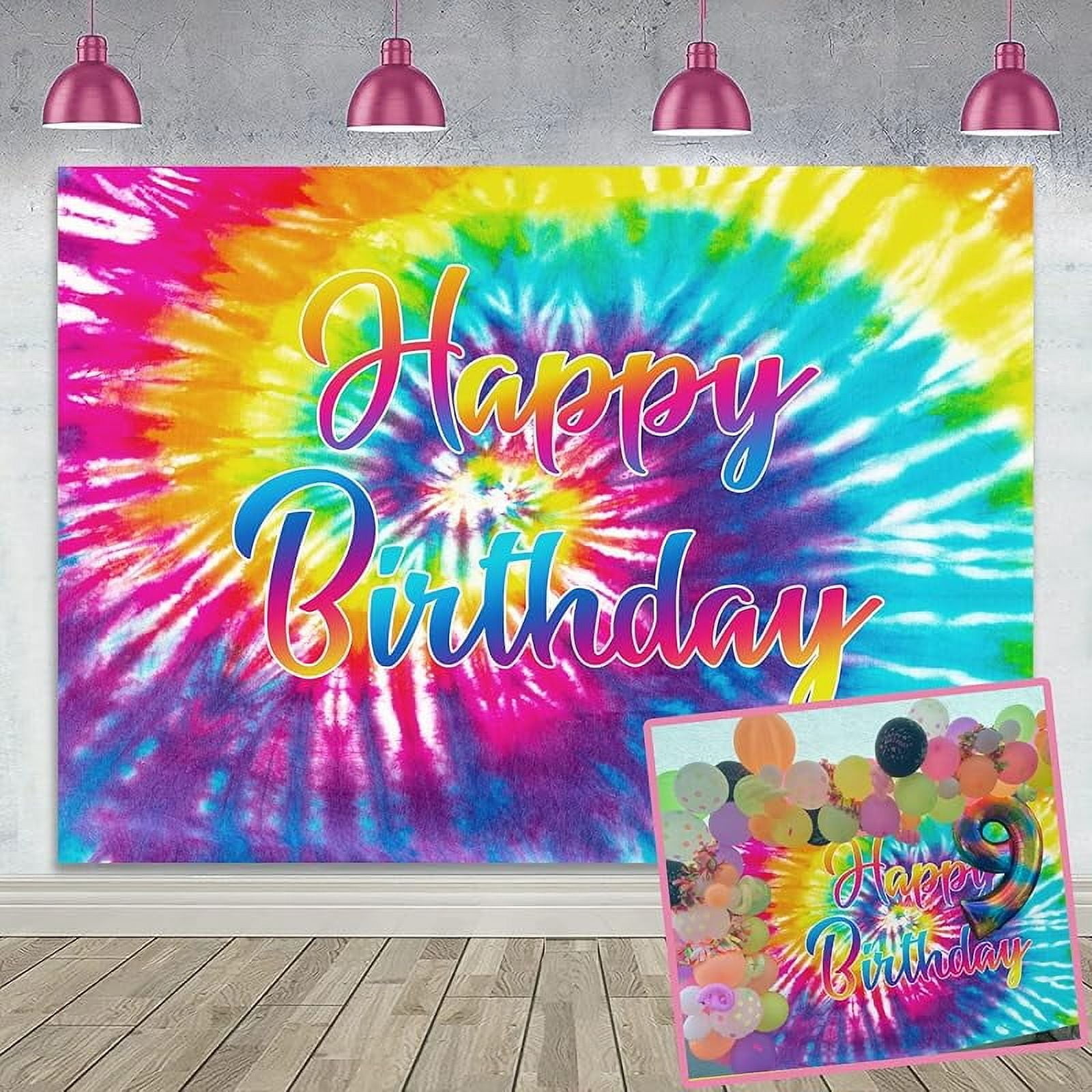 Tie Dye Birthday Backdrop 60's Hippie Theme Happy Birthday Photography ...