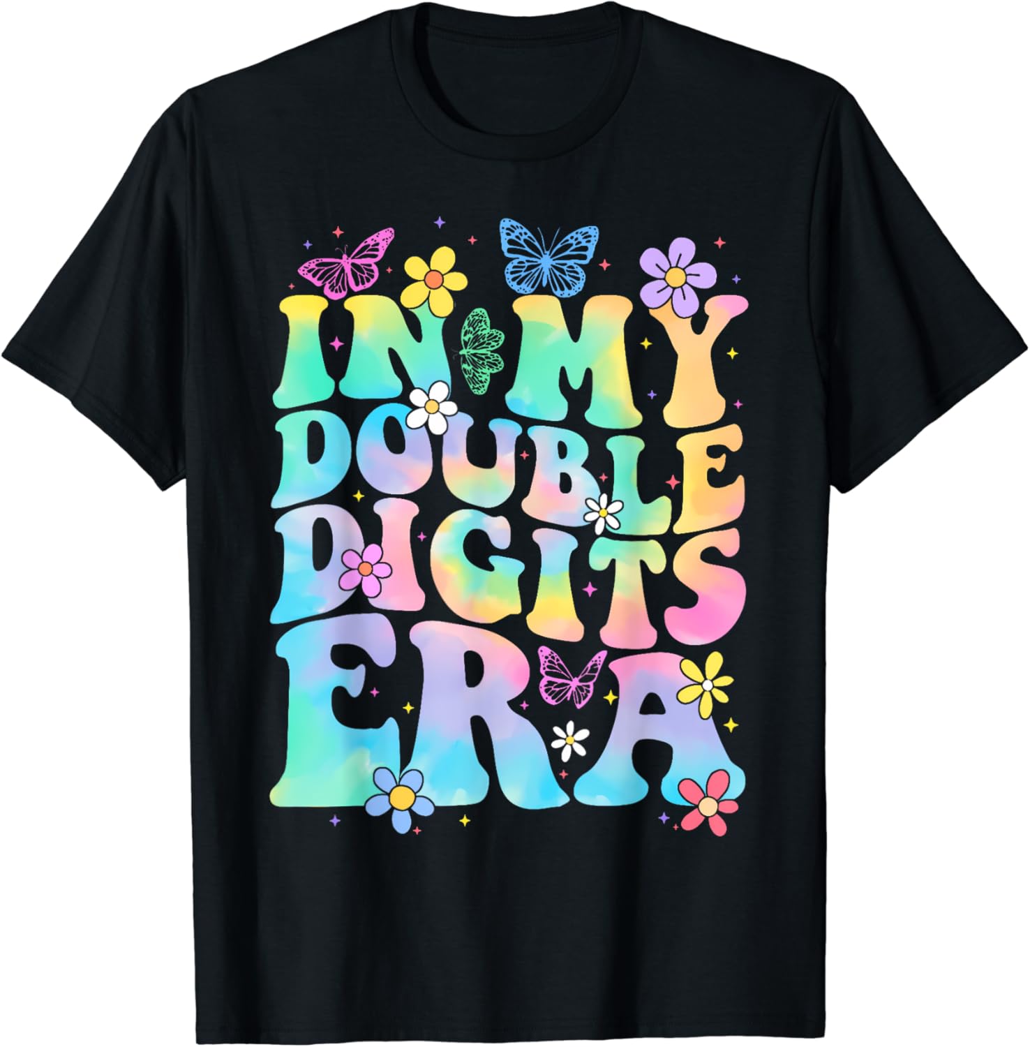 Tie Dye Birthday Girl Shirt In My Double Digits Era Women Cotton T ...