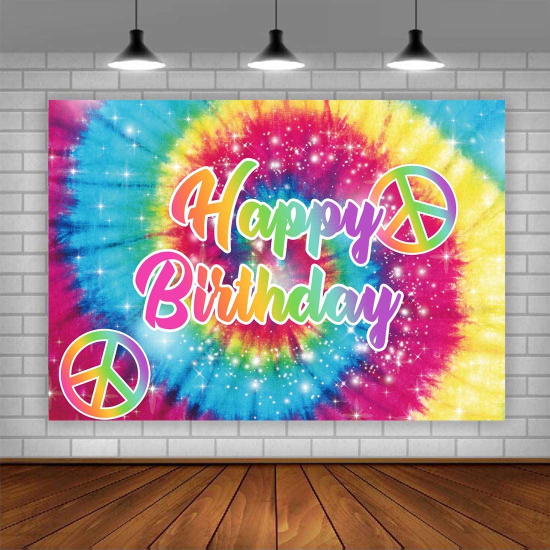 Tie-Dye Birthday Party Backdrop 60's Hippie Theme Happy Birthday ...