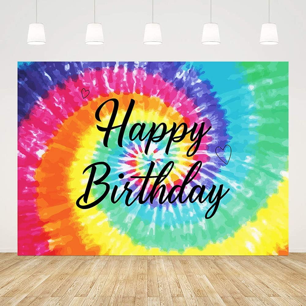 Tie Dye Birthday Party Backdrop Colorful Paint Peace Love Rainbow Photo ...