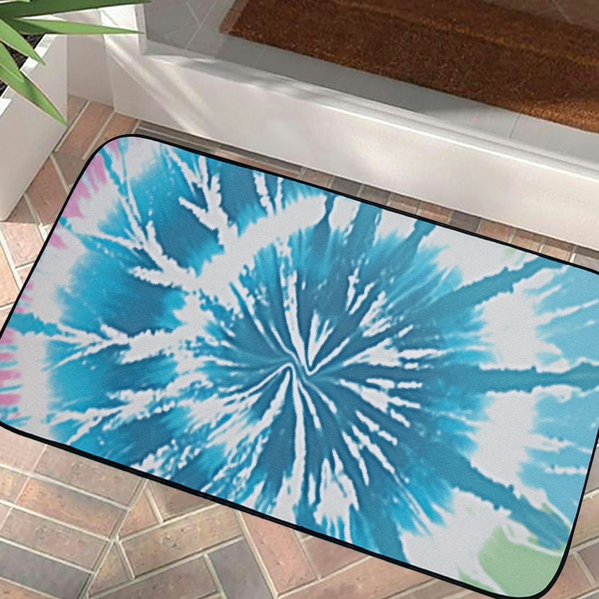 Tie Dye Blue Color Doormats Non-Slip Floor Welcome Indoor & Outdoor ...